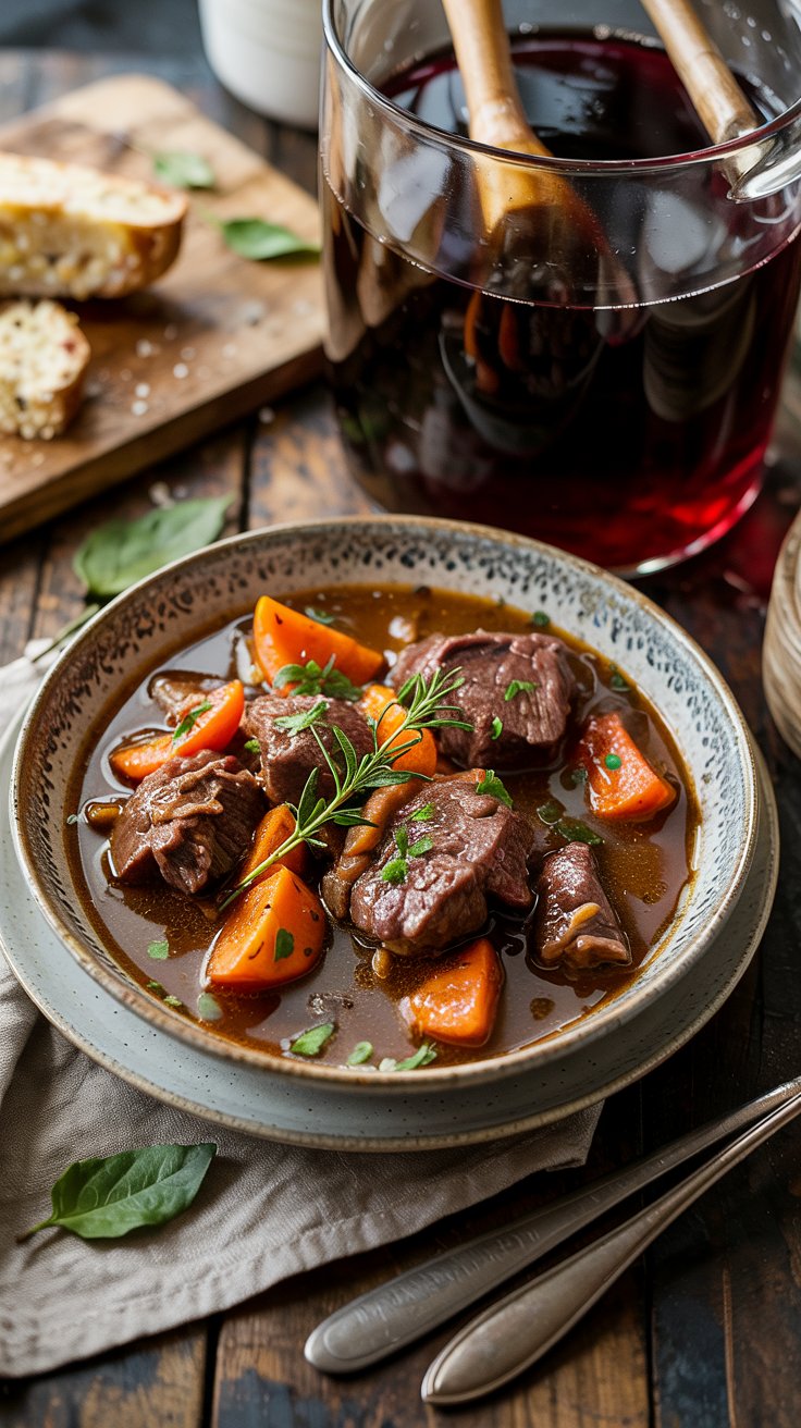 French-Style Beef Stew with Red Wine Recipe | Classic & Cozy