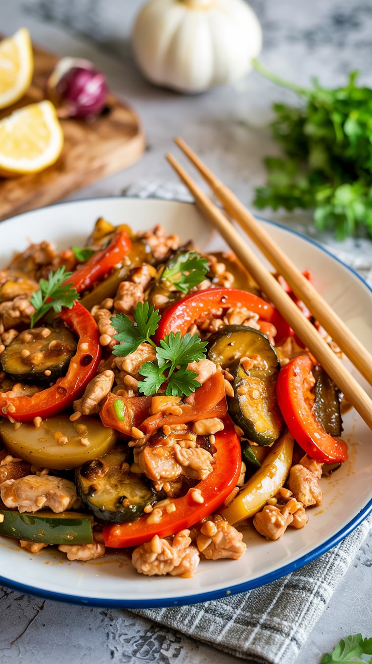 Healthy Ground Chicken and Veggie Stir Fry | 20-Minute Meals