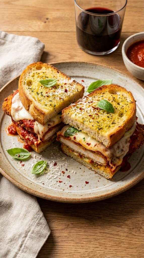 Irresistible Chicken Parmesan Sandwich on Garlic Bread: A Cozy, Flavor ...